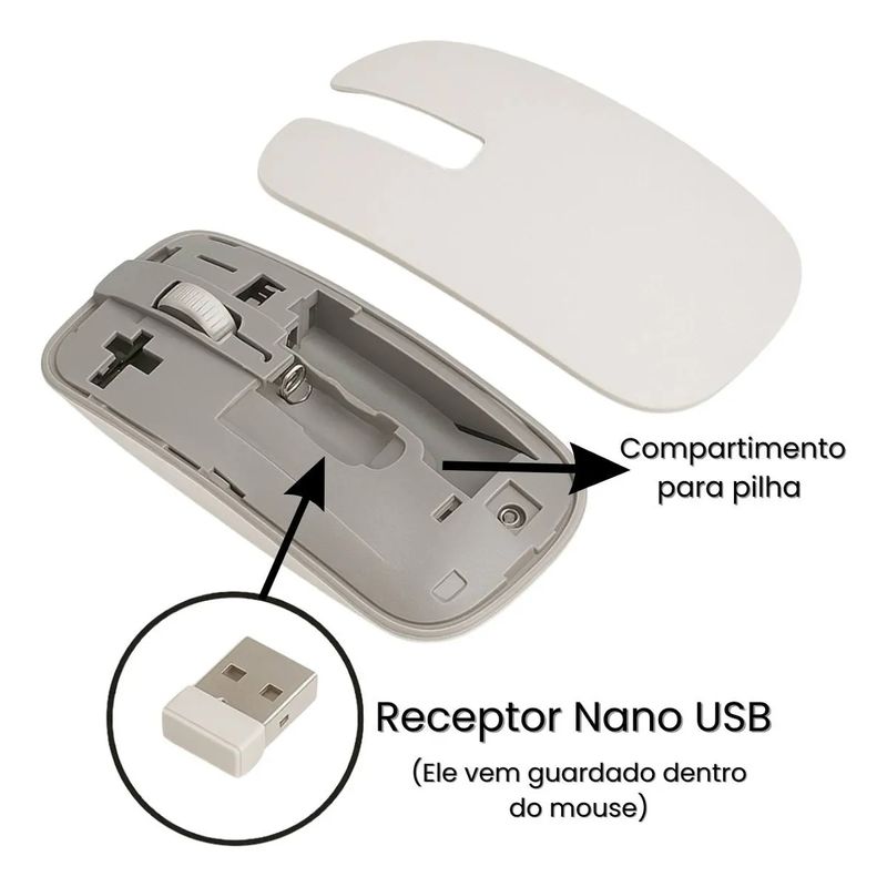Piracomp Kit Teclado E Mouse Sem Fio Usb Slim Cor Branco 2.4ghz Qwerty ...