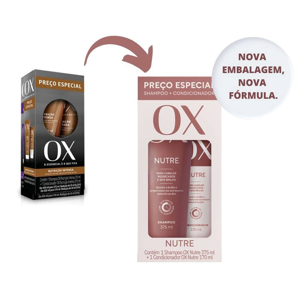 Kit Ox Nutre Shampoo 375ml + Condicionador 170ml - Shopping do Sicredi