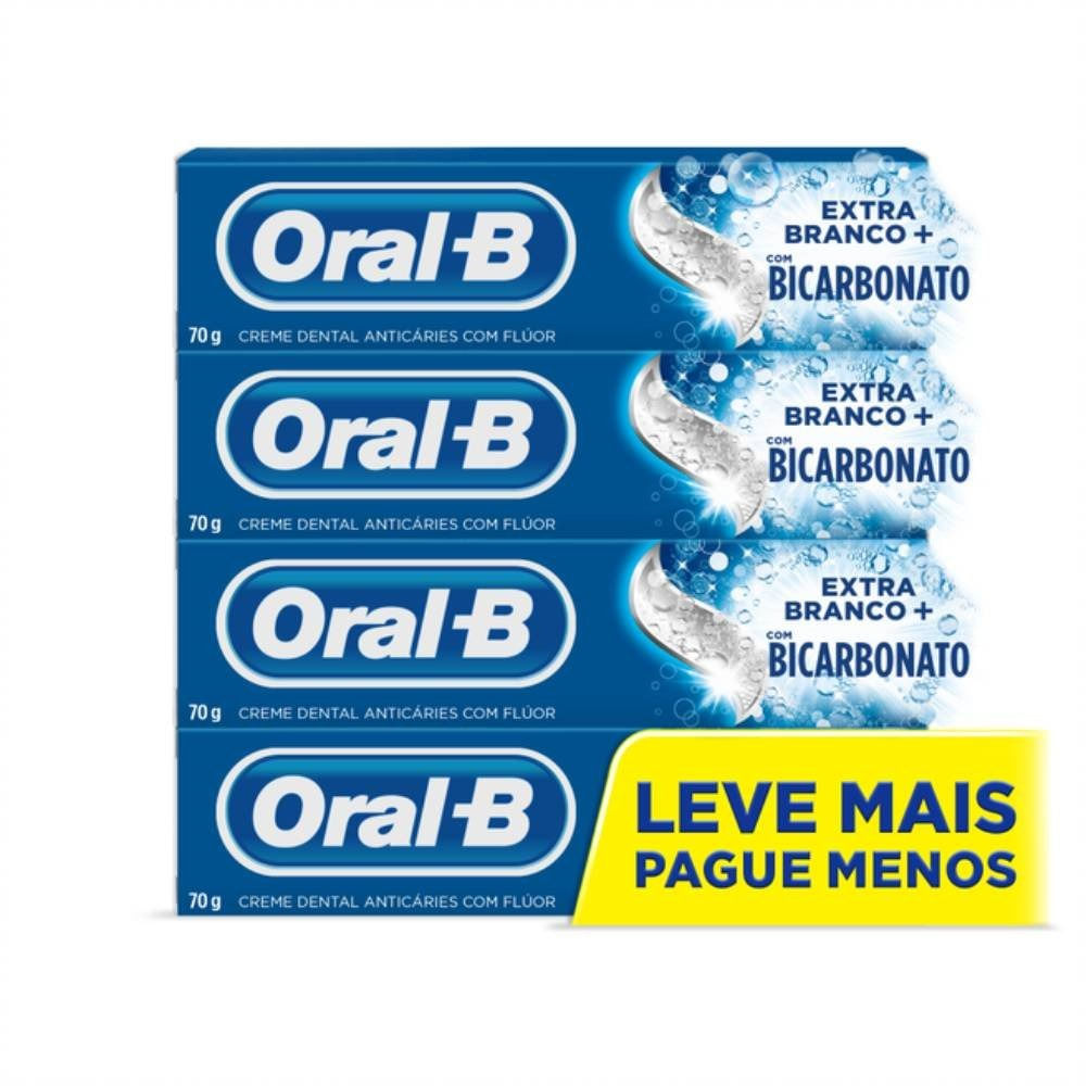 Creme Dental Oral-b Extra Branco Com Bicarbonato 70g Com 4 Unidades ...