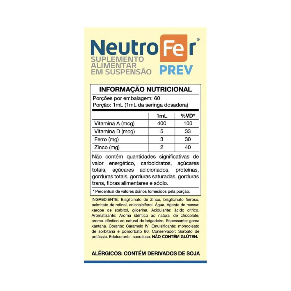 Suplemento Neutrofer Prev 60ml Frasco - Shopping do Sicredi