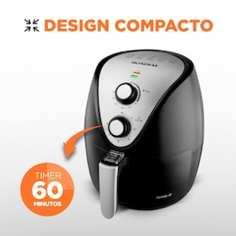 Fritadeira Elétrica Sem Óleo Air Fryer Mondial AF-30 Family Inox IV 3 ...