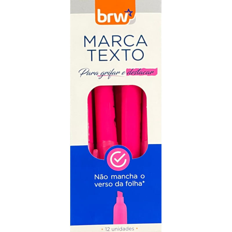 Marca Texto Rosa Fluorescente - Caixa Com 12 Unidades - Shopping do Sicredi