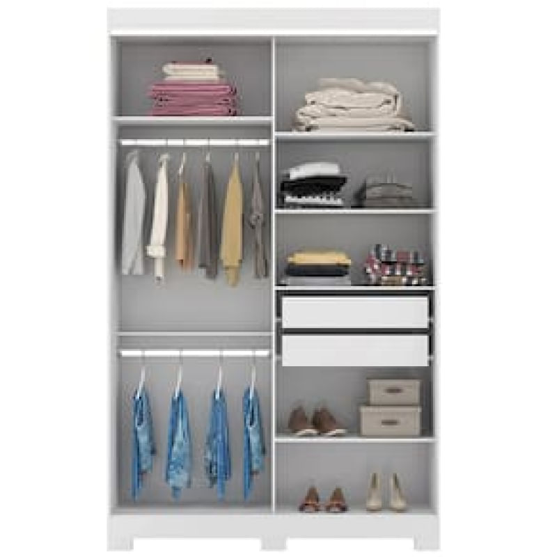 Guarda-Roupa Solteiro Bartira América com Espelho, 2 Portas, 2 Gavetas ...