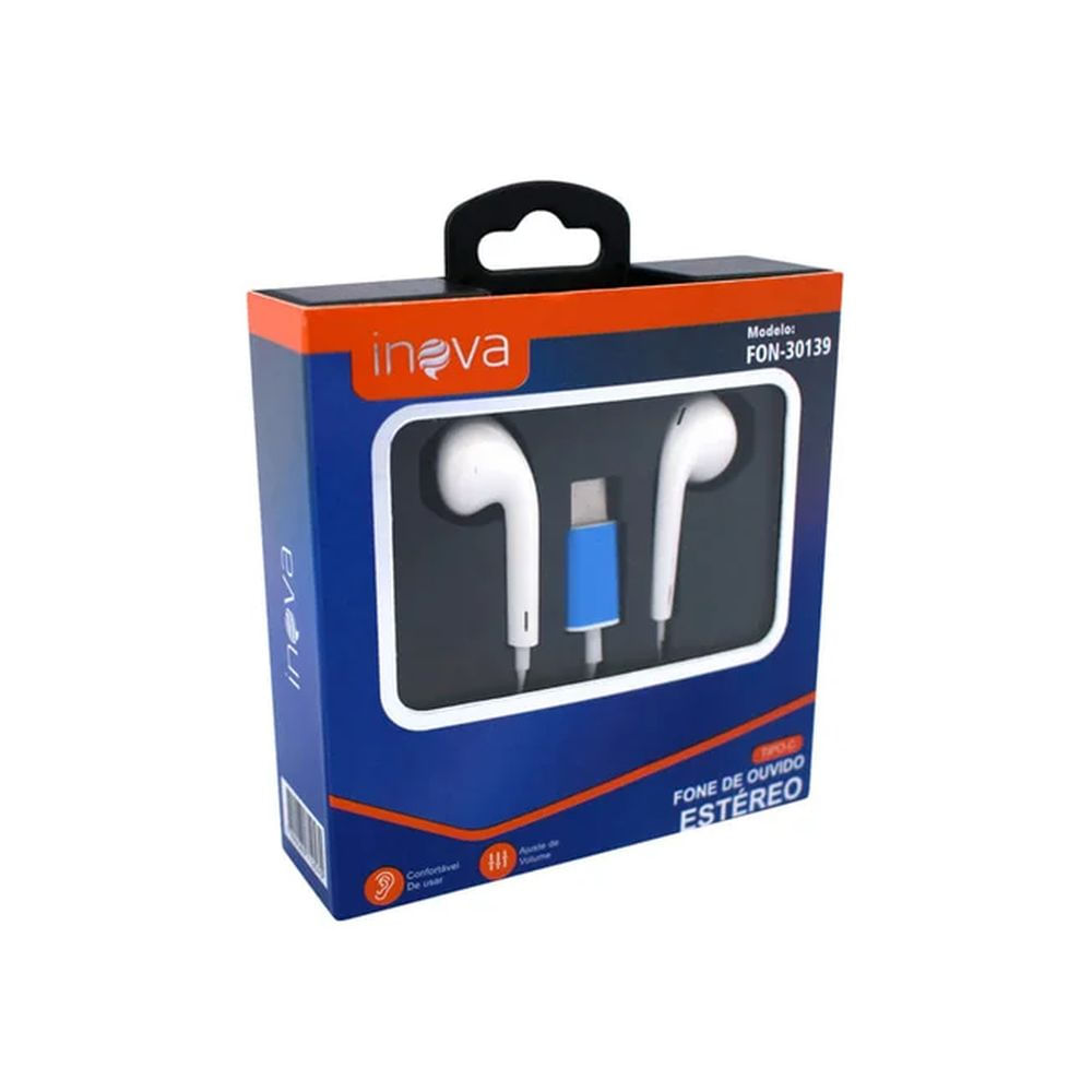 Fone de Ouvido Type-C com Microfone FON-30139 - Inova - Shopping do Sicredi