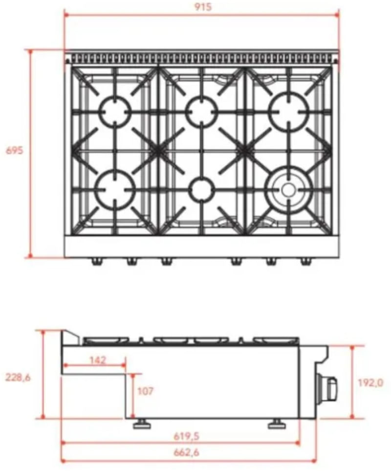Rangetop Elettromec Professional 36 Polegadas 127V - RT-6Q-36-XP-1SGA ...